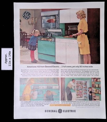 1963 GE Americana 2 Full Ovens, Washer & Dryer, Bookshelf Freezer Print ...