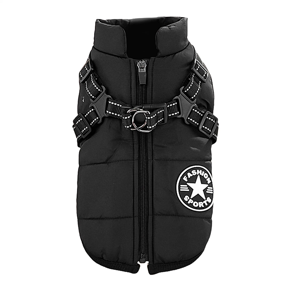 Dog Winter Jacket with Harness Windproof Waterproof Pet Warm Dog ...