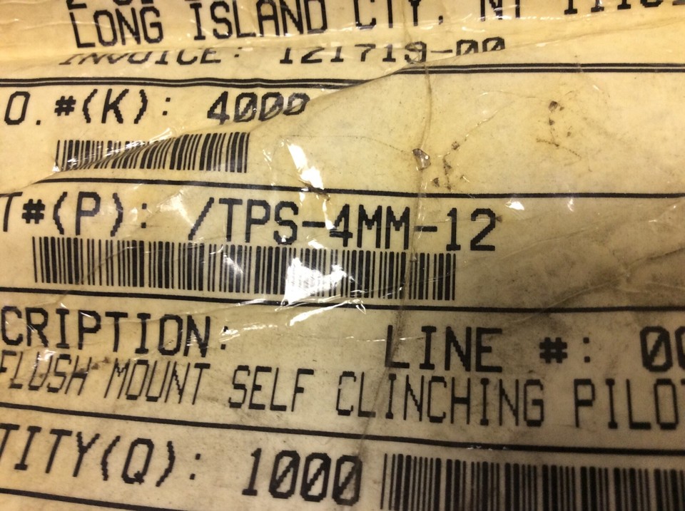 Qty (100) PEM TPS-4MM-12 Stainless Self Clinching Pilot Pins, 4MM Dia X ...