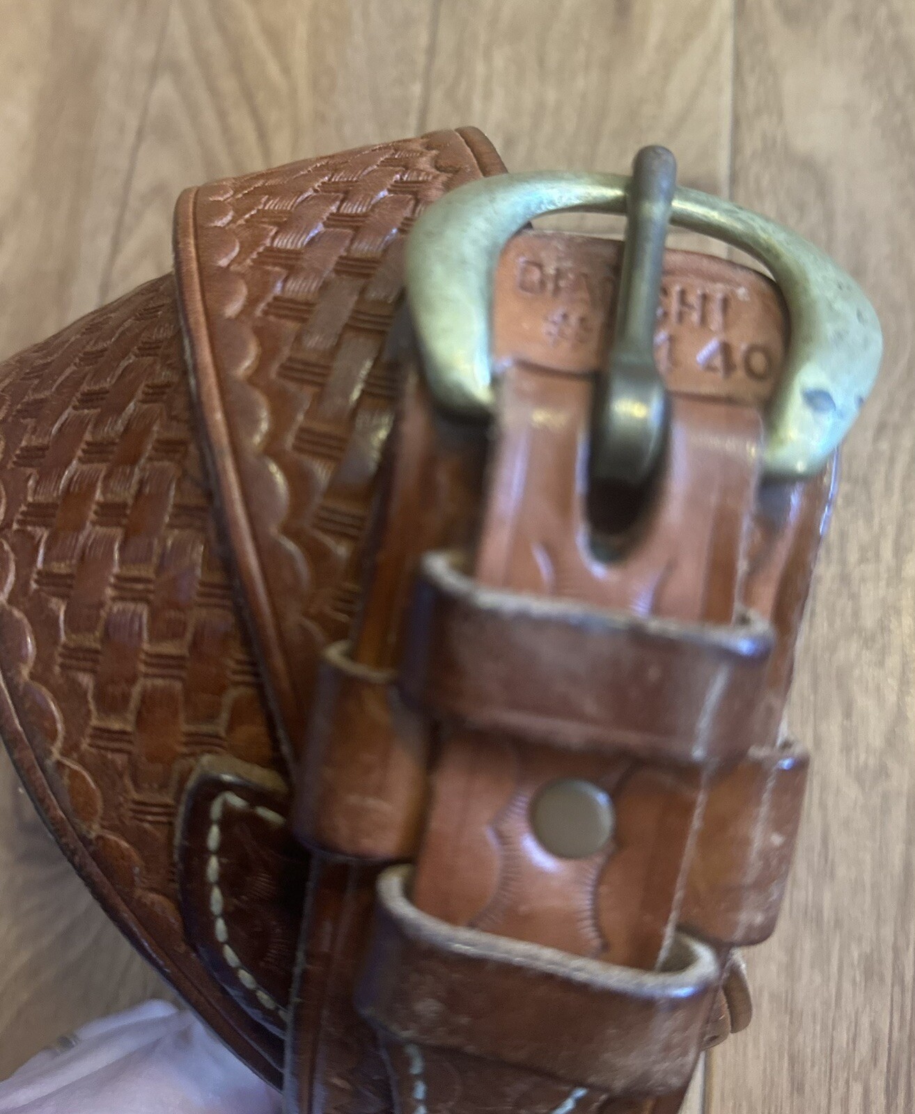 BIANCHI Belt Mens Size 40 # B4 Tan Leather Ranger Solid Brass Buckle | eBay