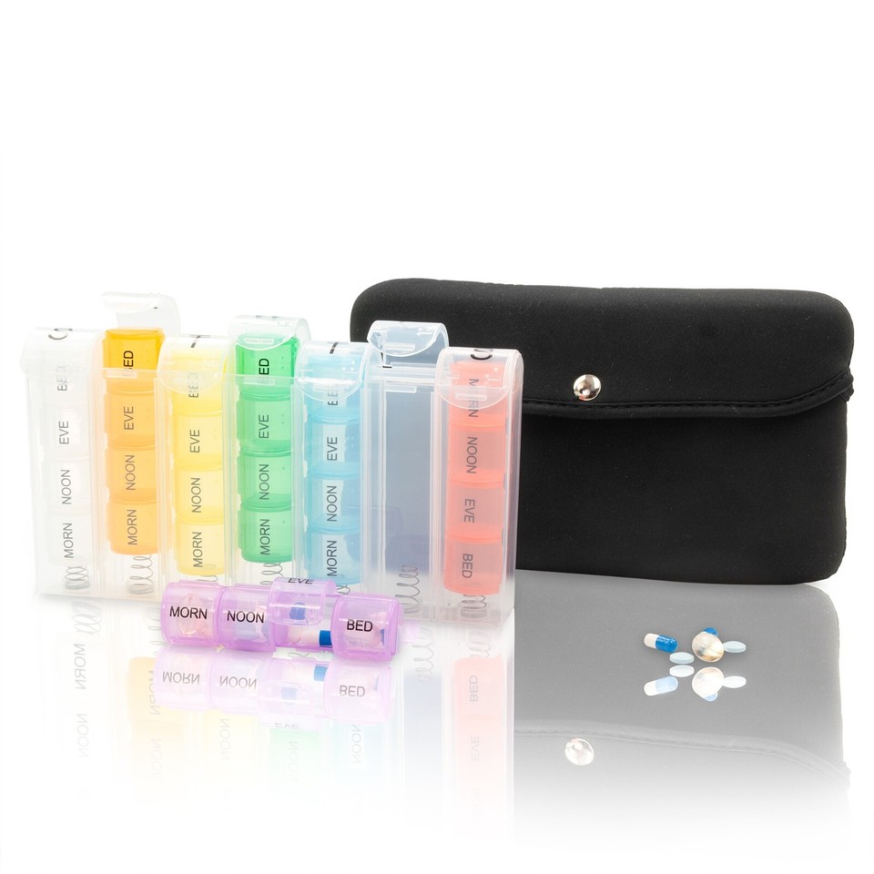 Made Easy Kit Pill Case Medicine Organizer w/ Removable Vitamin Box - 2 ...