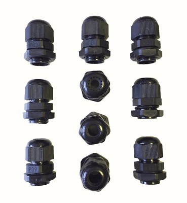 IP68 BLACK CABLE GLAND NYLON WITH NUT PG7 PG9 PG11 PG13.5 PG16 PG19 ...