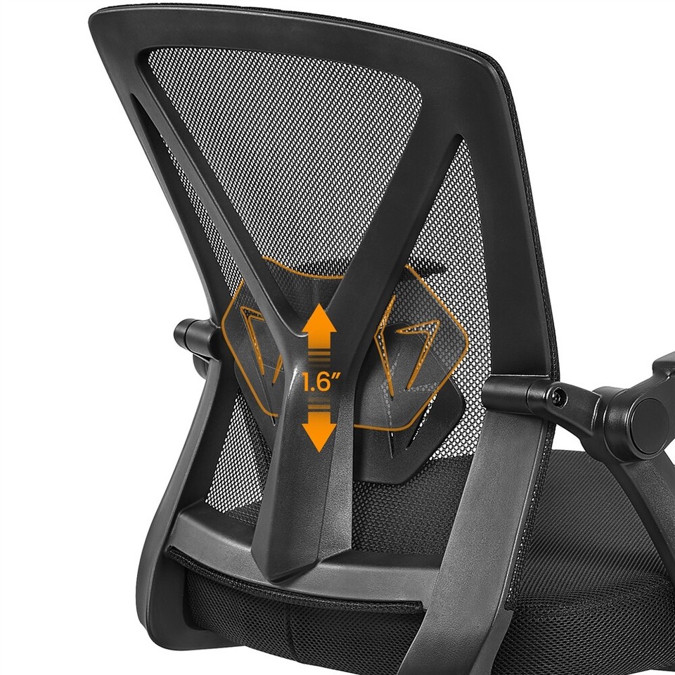 Home Office Chair Mid back Adjustable with Lumbar Support Arms Swivel ...