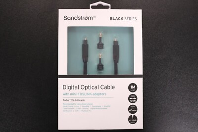 DIGITAL OPTICAL CABLE SANDSTROM BLACK SERIES WITH MINI-TOSLINK ADAPTERS ...