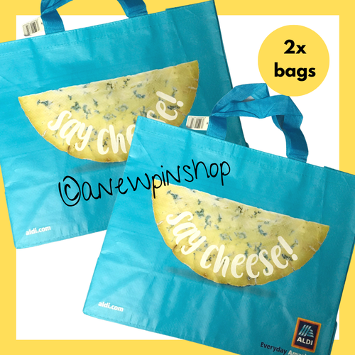 ALDI Shopping Bags Blue Mix Cheese Books Print Tote Shopper Large x2 ...