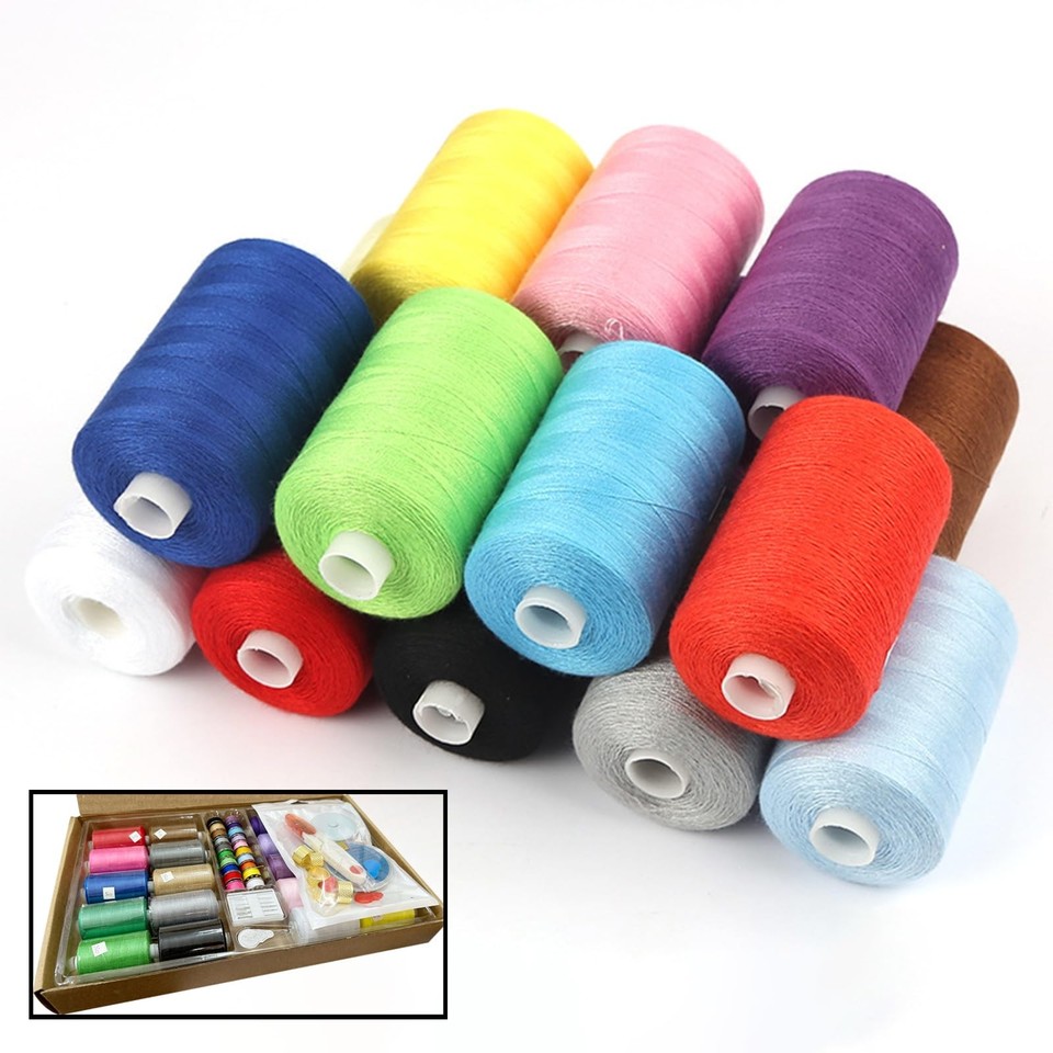 20 Color Sewing Thread Kits, 1000 Yards Polyester Thread Spools with ...