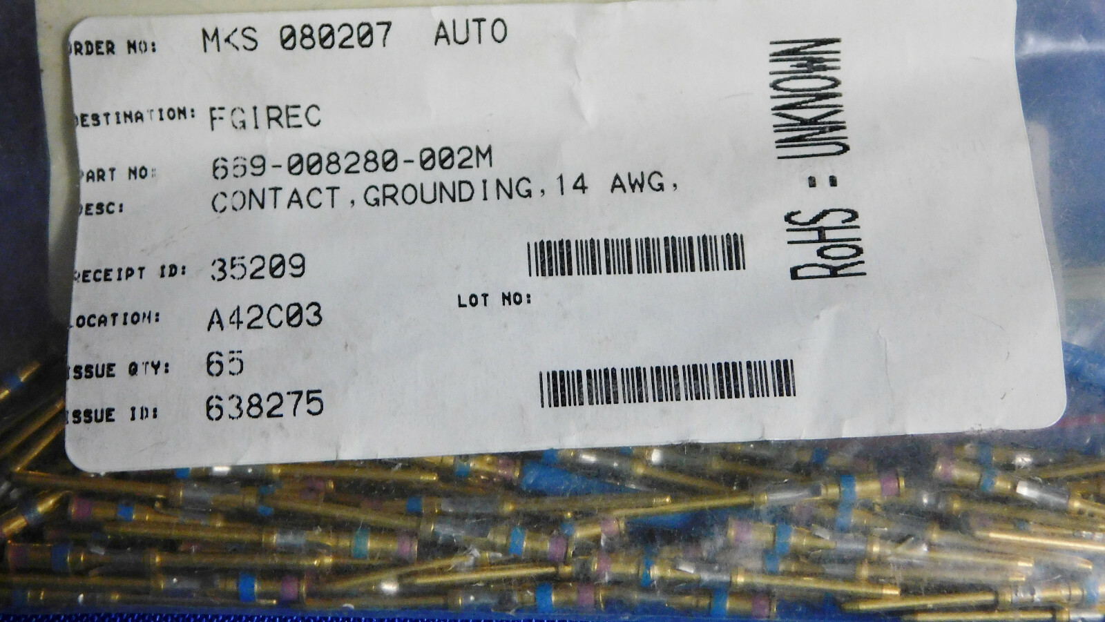 Sager Electronics 669-008280-002M 212618-1 Contact Assembly Pin 14 AWG Qty 65 | eBay
