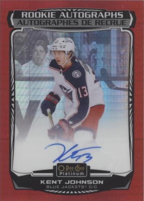 2022-23 O-Pee-Chee Platinum - Rookie Autographs Kent Johnson #R-KJ Red ...