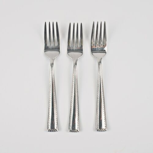 3 - Oneida ELAN Individual Salad Forks, 18/10 Stainless, Braided Edge ...