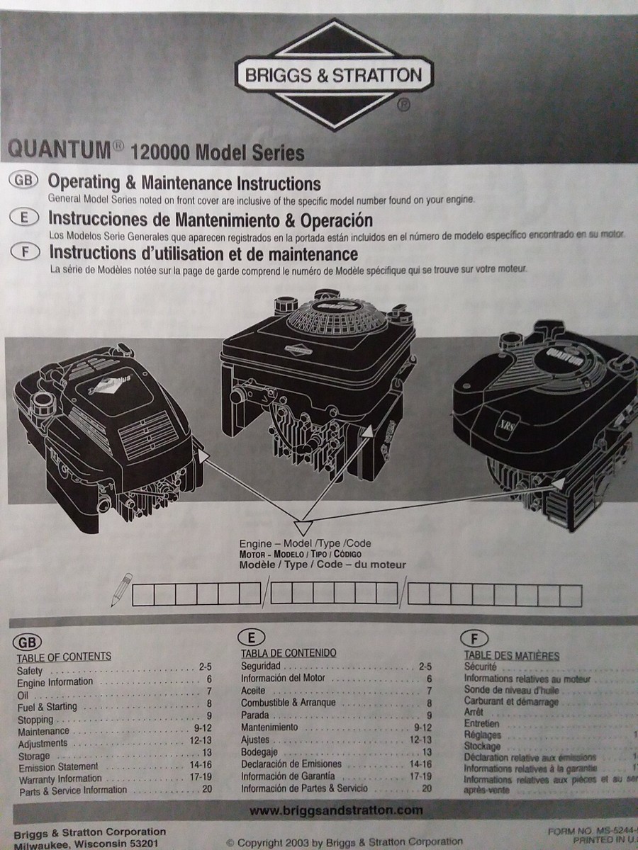 Briggs Stratton Engine Diagram BS 92908 1629) 3.5HP BRIGGS