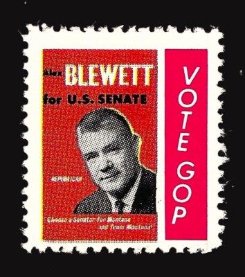 1964 Vote GOP - Alex Blewett For US Senate Political Poster Stamp ...