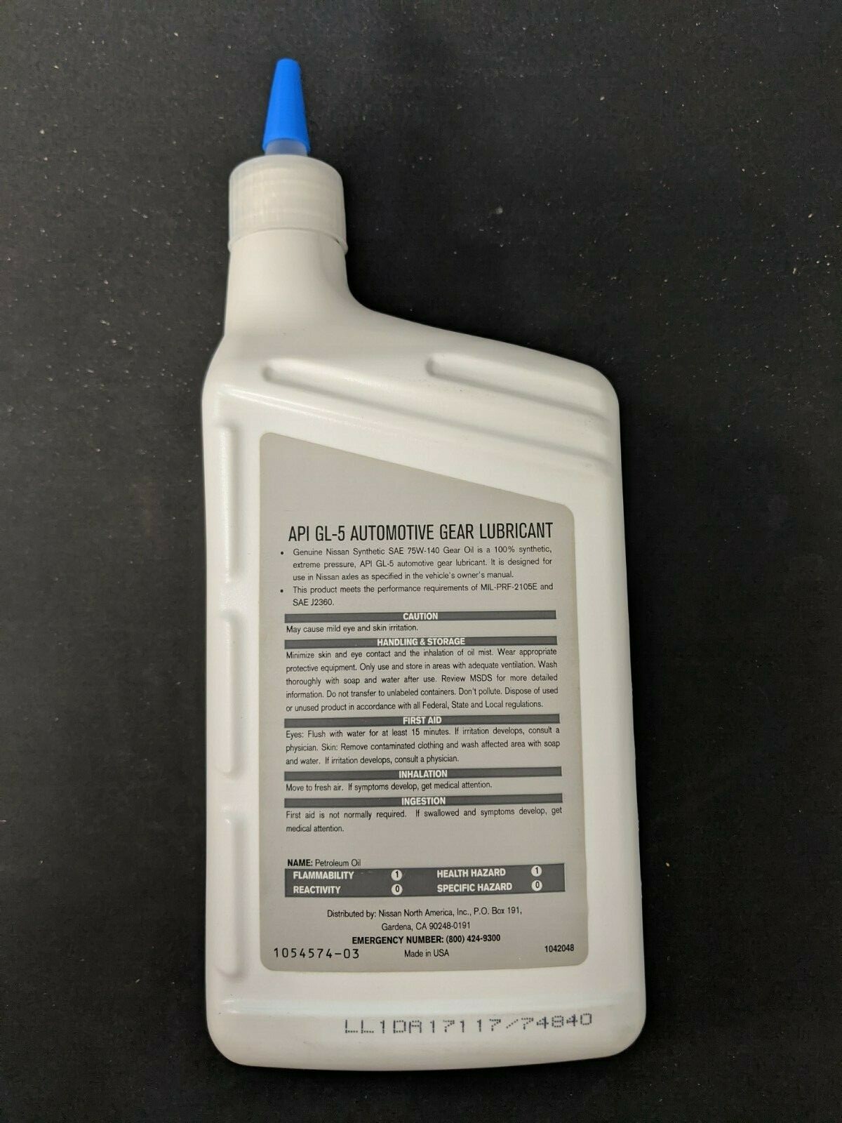 GENUINE OEM Nissan Synthetic Gear Oil SAE 75W140 Gear Oil 1-QT (999MP ...
