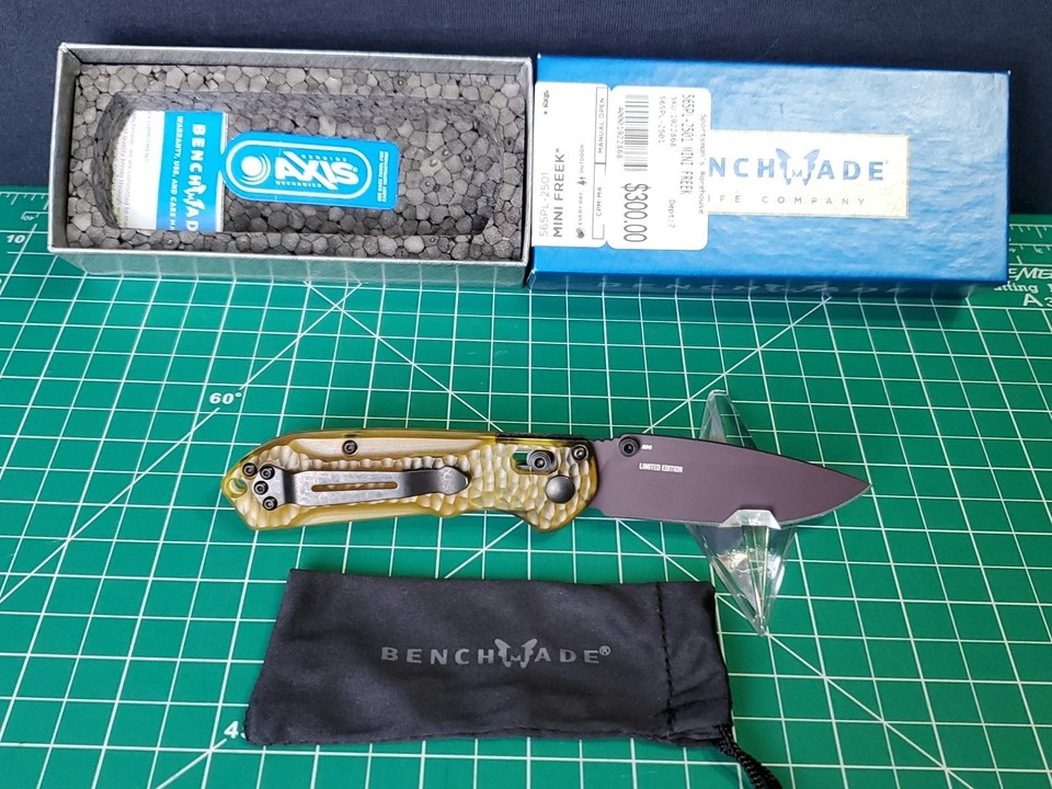 Benchmade 565 Mini Freek Amber Ultem Handle Scales & CPM-M4 Folding ...