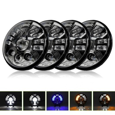 4PCS Black 5 3/4 5.75" Round LED Headlights Headlamp Hi/Lo Beam DRL ...