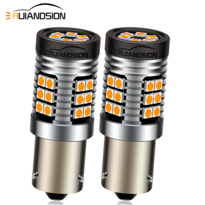 2X Amber Yellow BAU15S PY21W 3030 LED Turn Signal Light Offset Pins ...