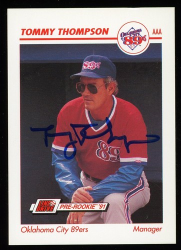 1991 Oklahoma 89ERS TOMMY THOMPSON Signed Card autograph AUTO RANGERS ...