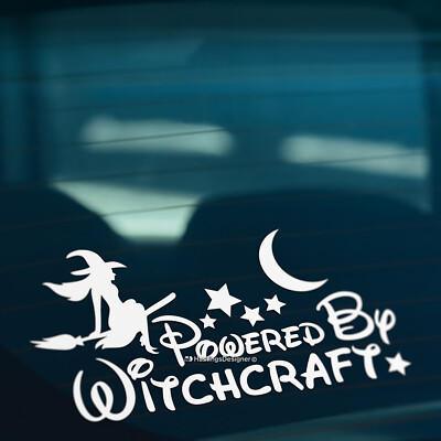 POWERED BY WITCHCRAFT Funny Novelty Car,Window,Bumper Witch Vinyl Decal ...