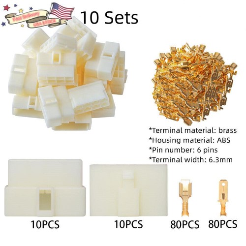 10Sets 8-Pin Motorcycle Male/Female Plug Socket Wire Connectors 6.3mm ...