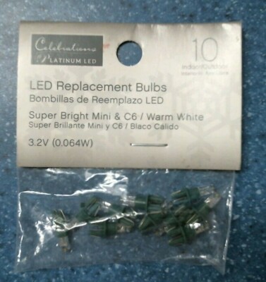 Celebrations 9314832 LED Replacement Bulbs, Super Bright & C6, Warm ...