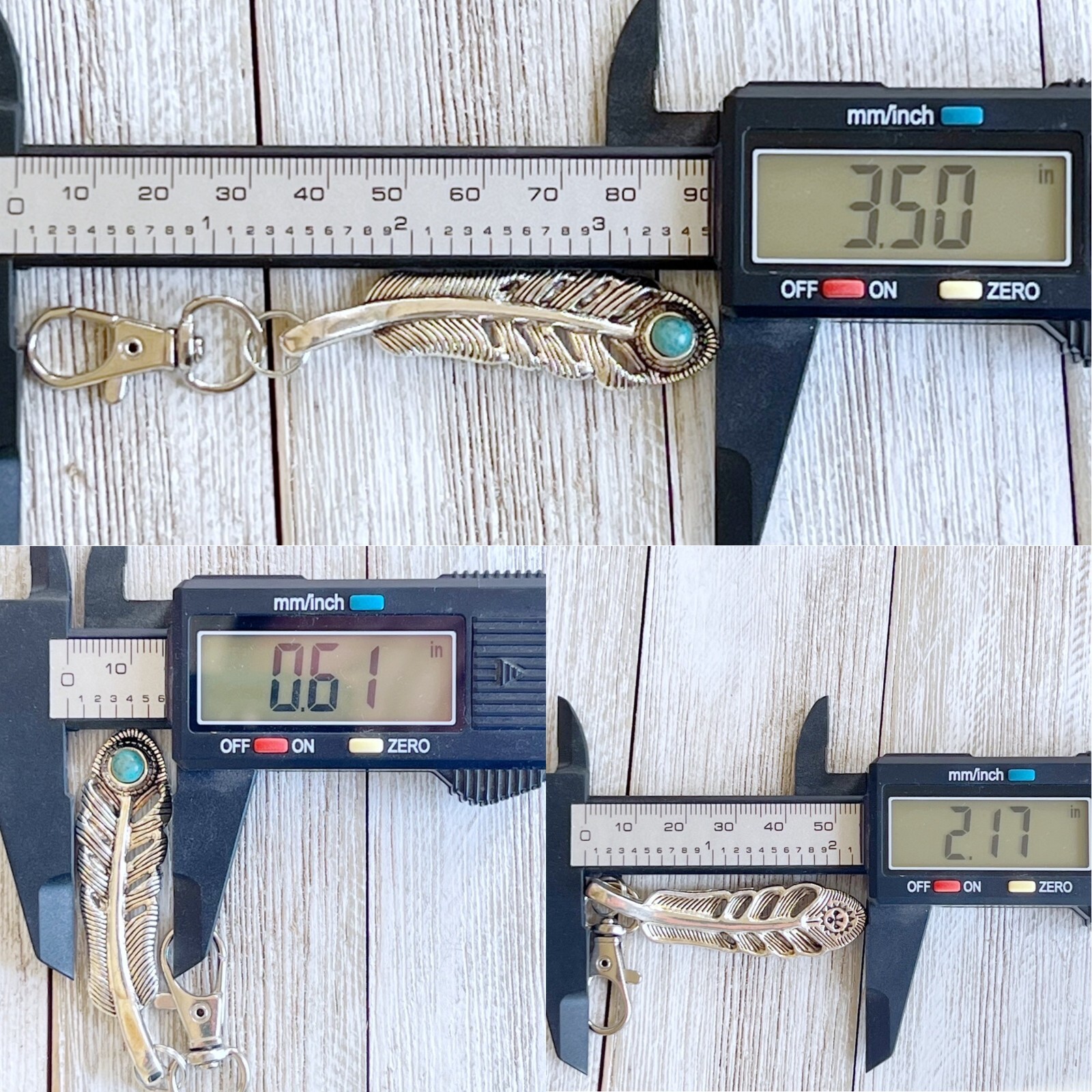 Turquoise Silver Feather Western Zipper Pull Keychain Purse Charm | eBay