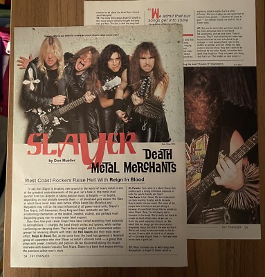 Vintage Slayer Tom Araya Kerry King Jeff Hanneman Complete Magazine ...