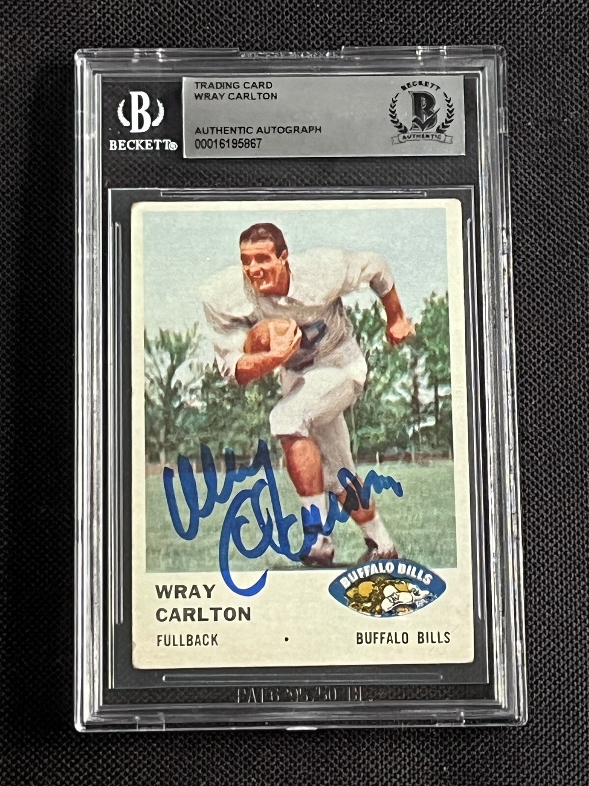 WRAY CARLTON 1961 FLEER ROOKIE SIGNED AUTOGRAPHED CARD BECKETT BAS ...