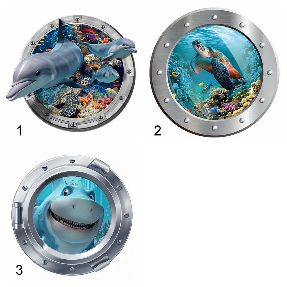 Dolphin Turtle Shark Vivid Sea Life Decals PVC Wall Mural | eBay