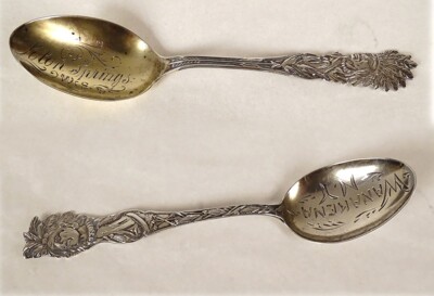 2 American Solid Silver Spoons Native American Wanakena Solon Springs ...