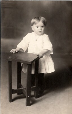 RPPC Darling Boy Ernest Perry Dress Small Table 1912 Real Photo ...