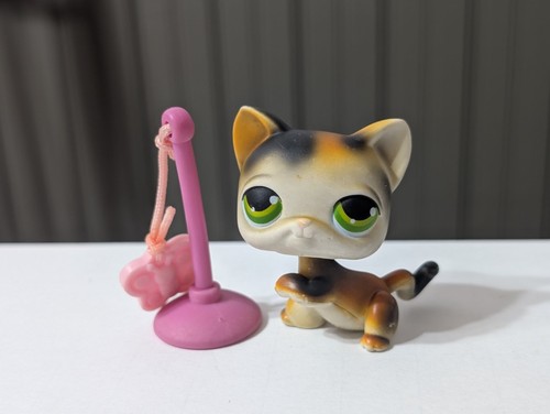 Littlest Pet Shop # 27 Orange Calico Cat Green Eyes LPS Paw Up | eBay