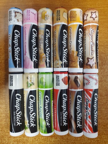 12 Sticks: Assorted Chapstick Flavors Holiday & Regular 0.15 oz. ea ...