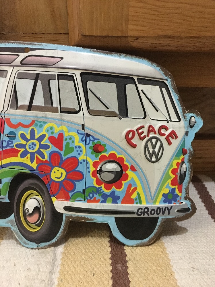 Volkswagen Bus Metal Hippy Peace Beetle Big VW Plaque Classic Van ...
