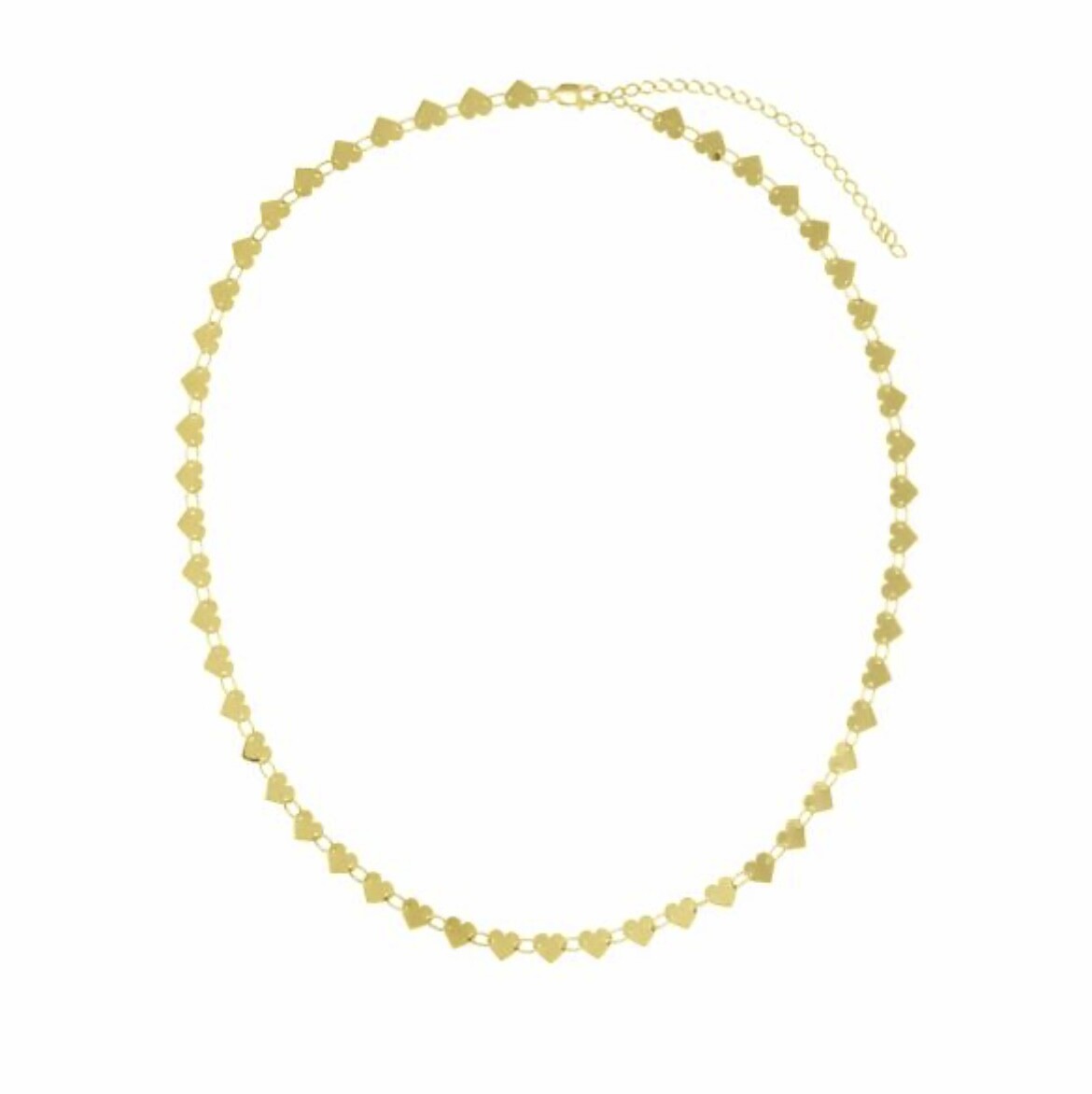 14k Gold Mirror Heart Necklace, Mirror Link Choker, Shiny Chain, 18in ...