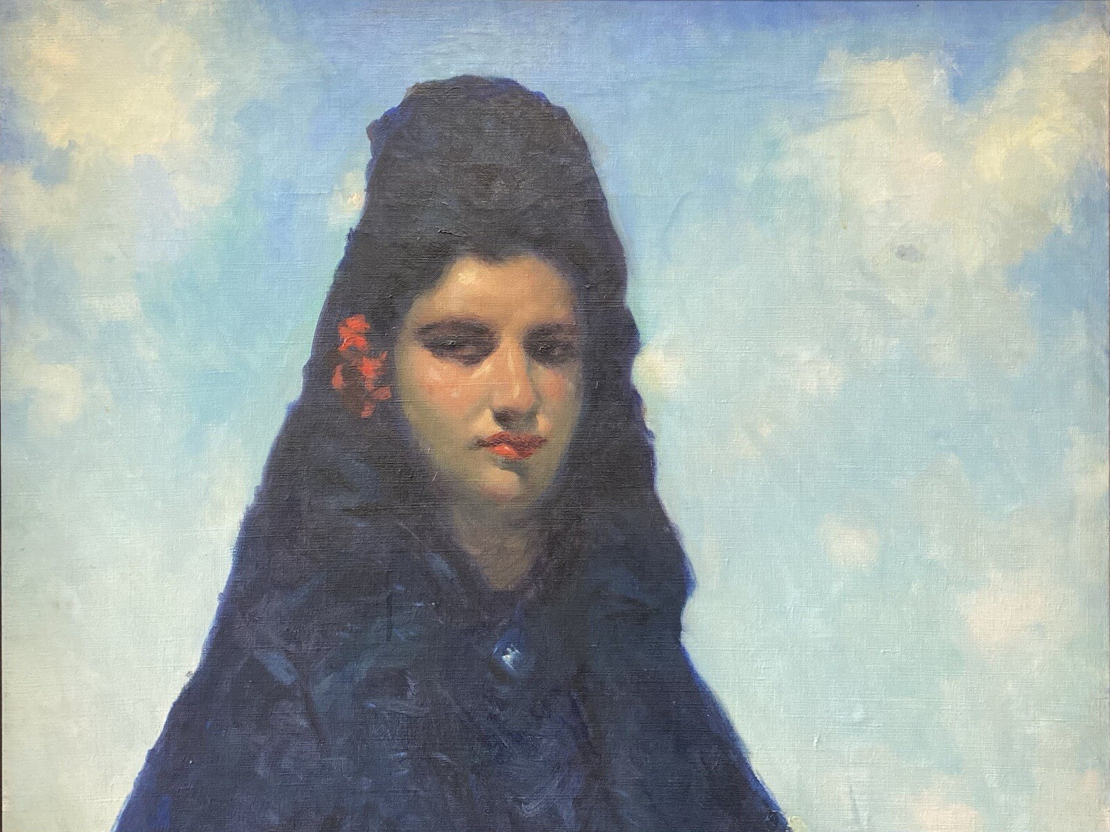 🔥 Fine Antique Old Impressionist Spanish Woman Portrait Oil Painting ...