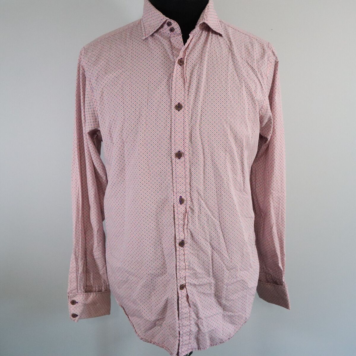 Guess Shirt Mens Medium Casual Button Up Pink Patterned Long Guess Shirt Mens Medium Casual Button Up Pink Patterned Long