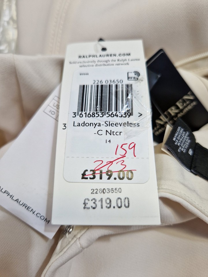 Ralph Lauren Ladonya Stretch Crepe Sleeveless Cocktail Dress 14 (Damage ...