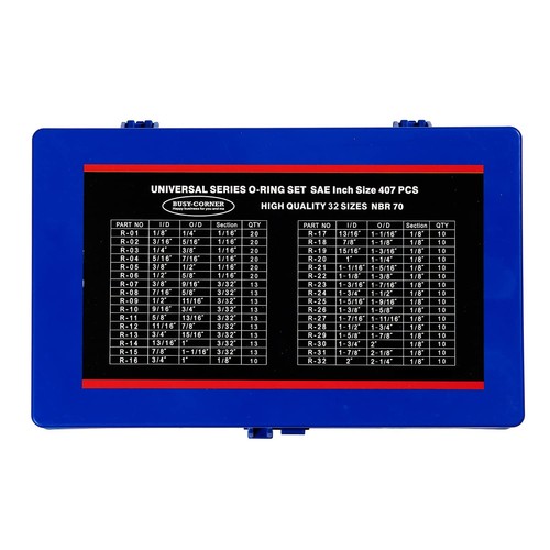 407 Pieces SAE Universal O-Ring Kit, Set of 32 USA Standard Sizes, Buna ...