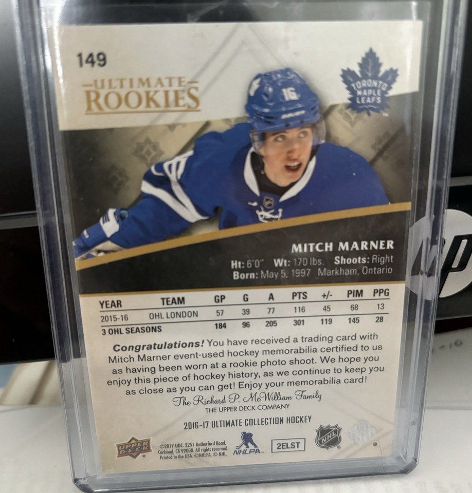 2016-17 UD Mitch Marner Ultimate Collection Rookies 246/249 Rookie ...