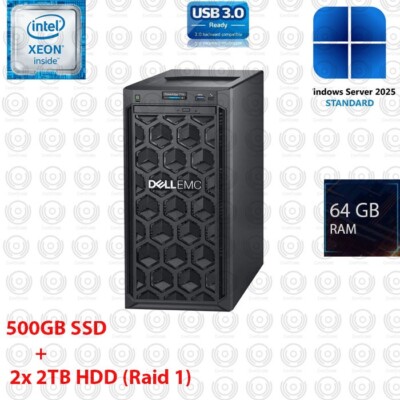 Dell PowerEdge T140 Server Xeon E-2236 64GB RAM H330 2TB Windows Server ...