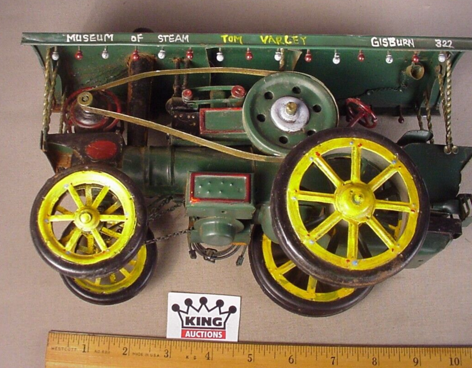 Vintage Folk Art Tom Varley Steam Engine Tractor toy metal handmade 1: ...