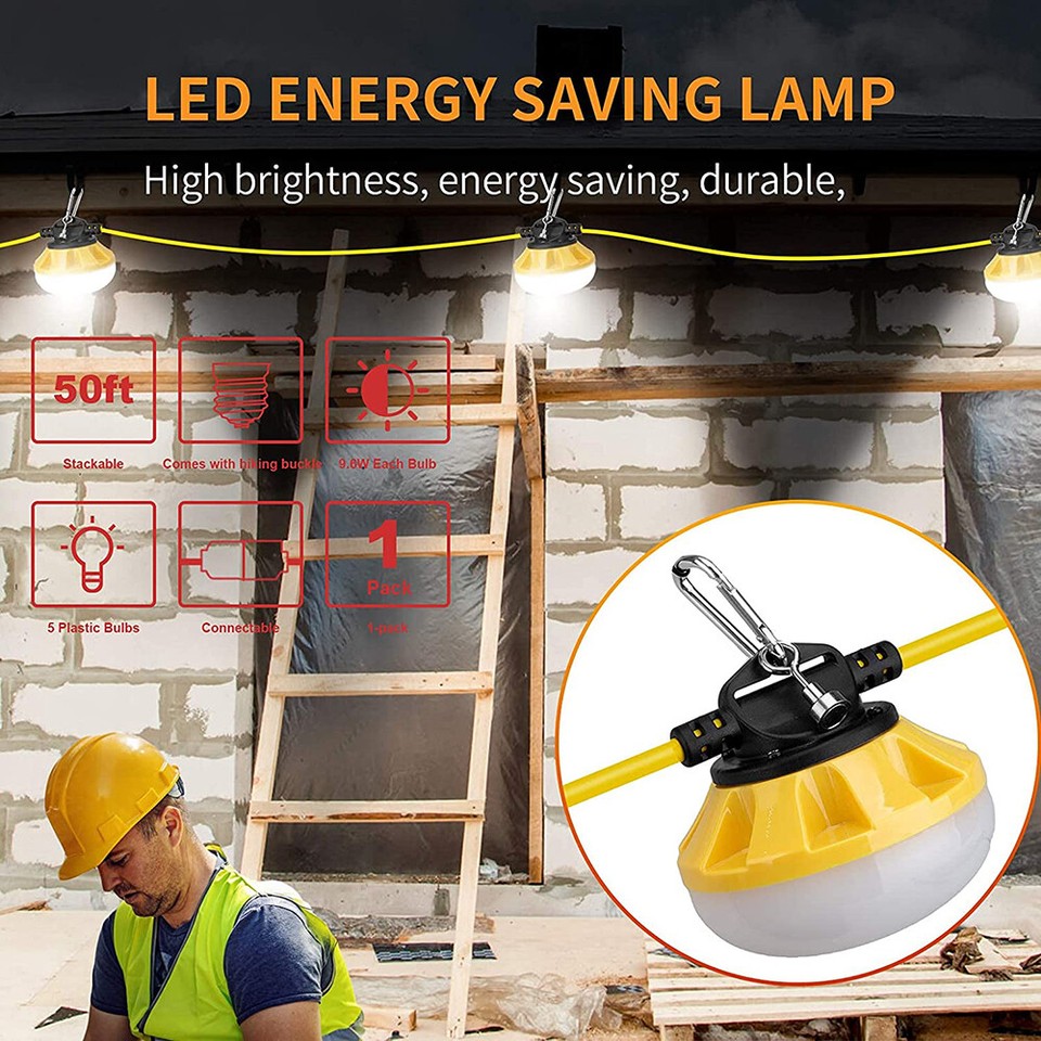 US Construction String Lights LED Industrial Grade Construction Sites ...