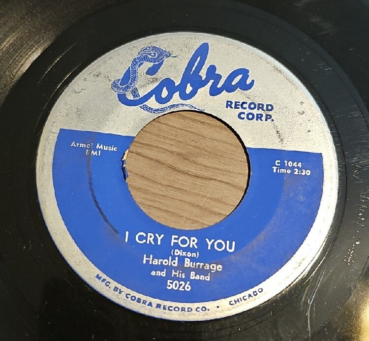 Soul Blues 45 Harold Burrage 45 ~Betty Jean I Cry For You~ Cobra #5026 ...