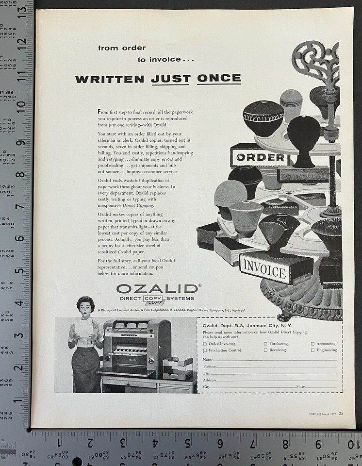 1957 Ozalid Direct Copy Systems Stamps Woman Copier Johnson City NY Vtg ...