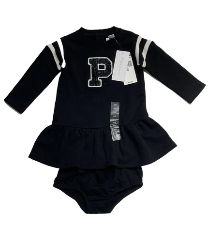 Ralph Lauren Polo Baby Girl Monogrammed “P” Black L/S Dress & Bloomers ...