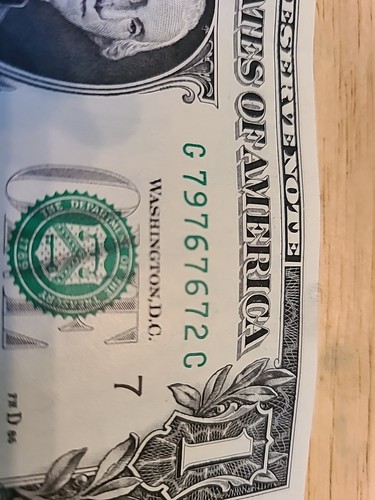 79767672. $1 FRN Fancy Chunky 7s Ladder Serial Number. | eBay