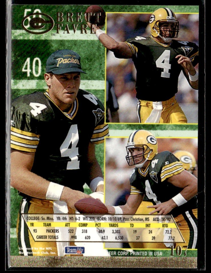 1994 Ultra #107 Brett Favre Football Card 3901A | eBay