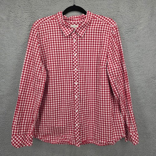 Talbots Women's XL Red Gingham Button Down Shirt Long Sleeve Cotton | eBay
