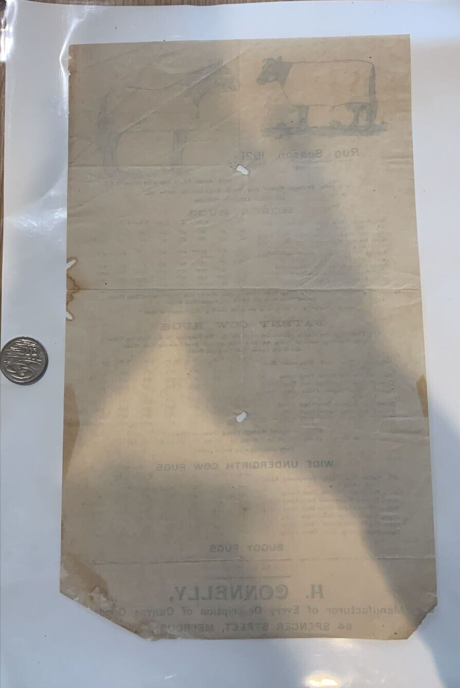 Advertising Flyer 1921 Horse rugs Cow Rugs Melbourne | eBay