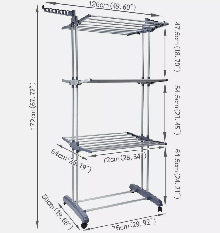 Extra Large Clothes Airer 4 Tier Indoor Foldable Outdoor Laundry Dryer ...