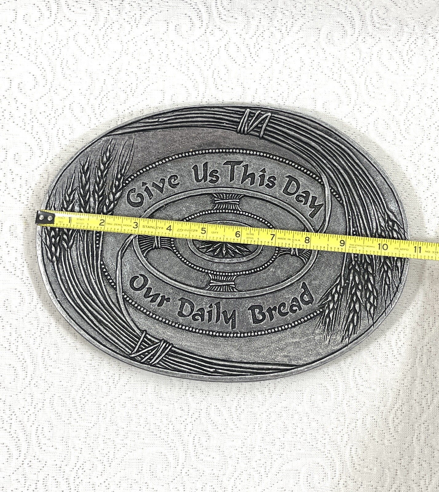 Carson Pewter Wheat Bread Tray “Give Us This Day Our Daily Bread” Oval ...